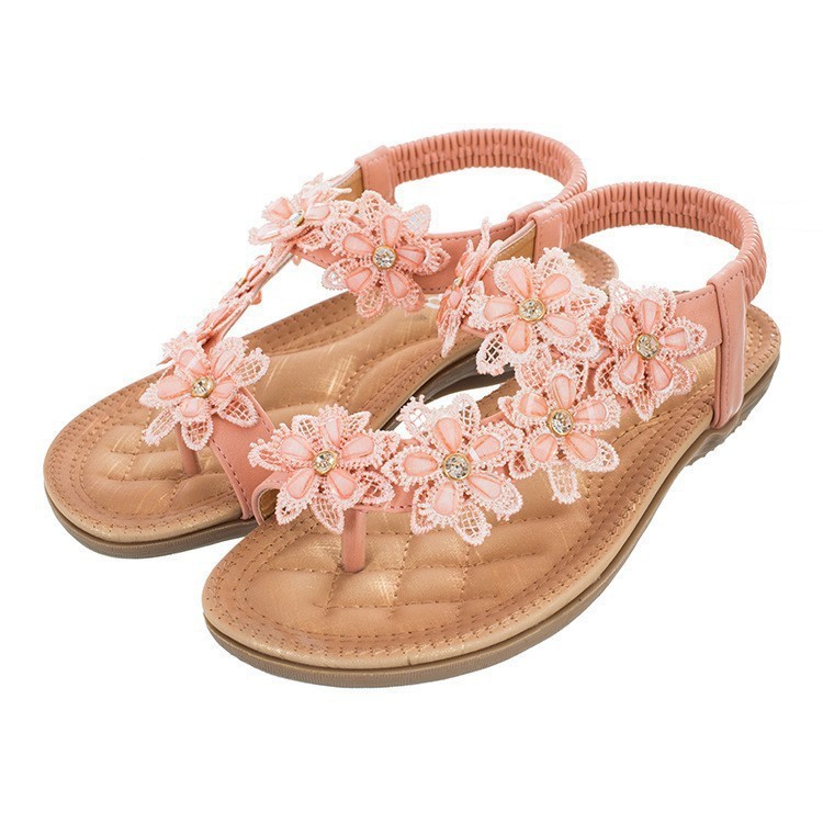 Flower Accessories Sandals Flat Women's Shoes Travel Beach | Shopee ...