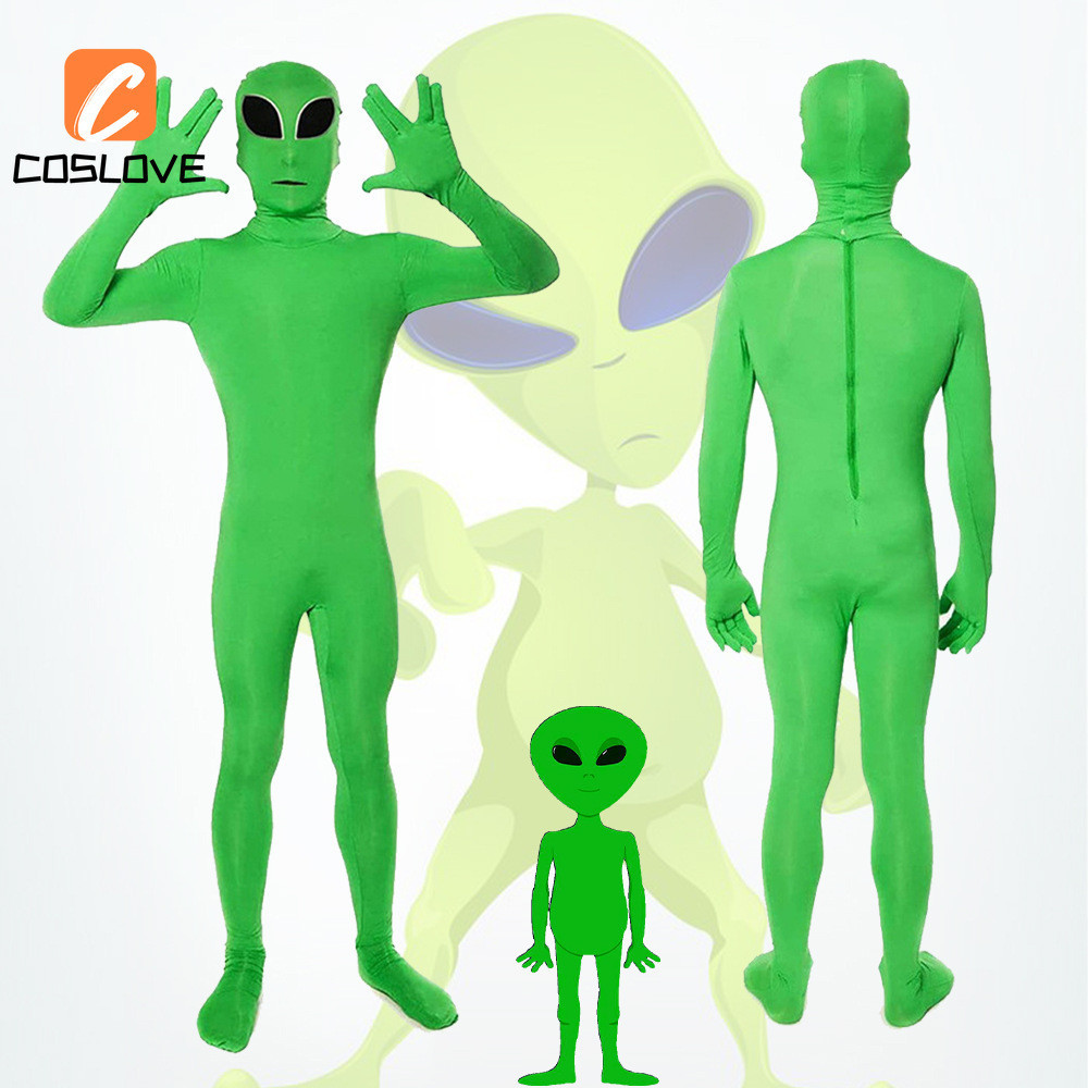 Classic Green Alien Jumpsuit Cosplay Full Set Costume Suit For Adult ...