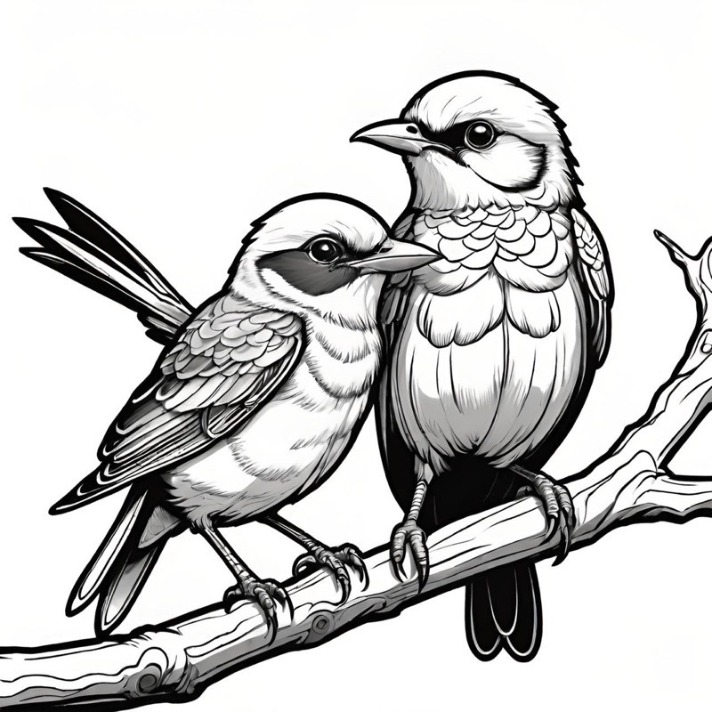 Birds (Chibi Style) - Set of 40 A4 A5 Coloring Pages for Wax and Pencil ...