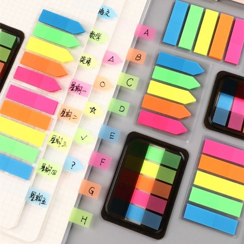 Color Fluorescence Sticky Notes Set Memo Pad Bookmarks Banners ...