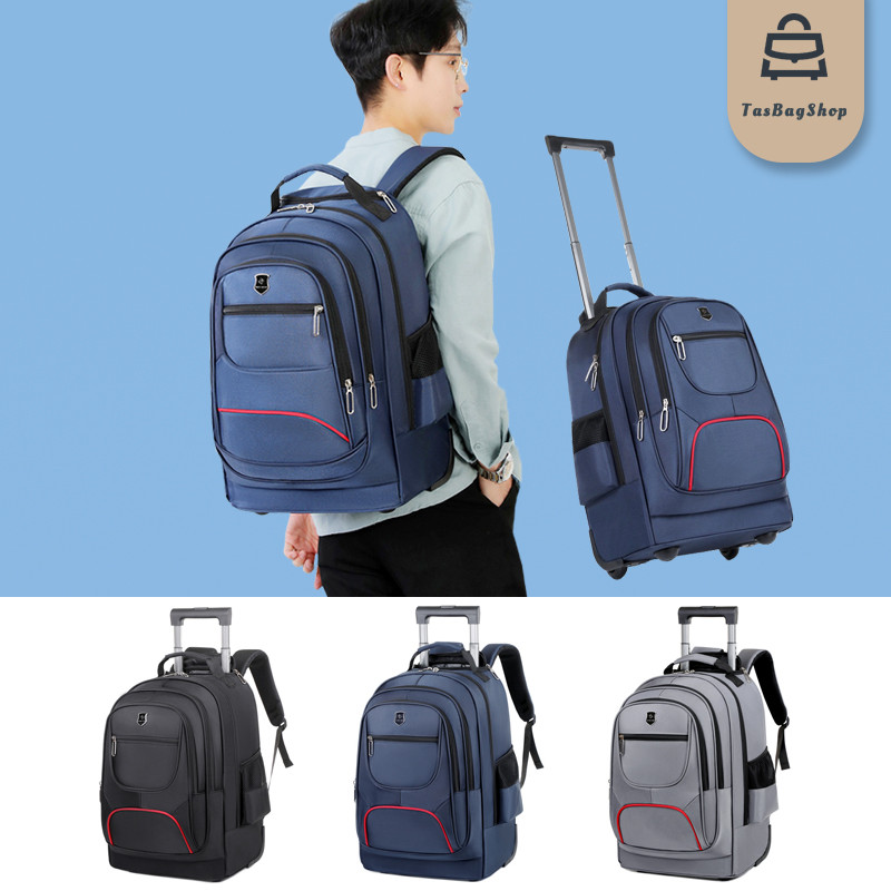 TasBagShop Trolley Backpack With wheels Large Capacity Travel Bag Cabin ...
