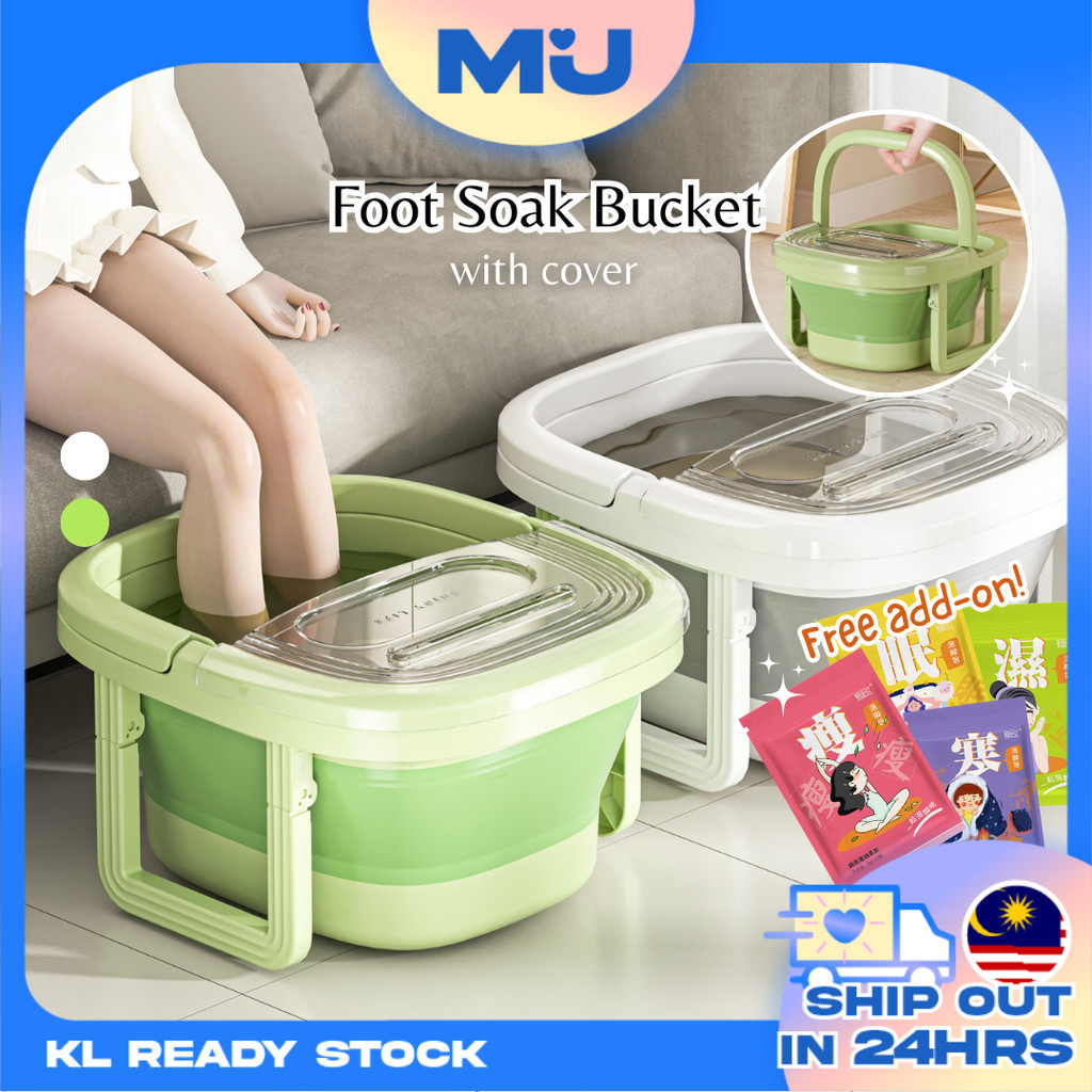 Foldable Detox Foot Soak Massage Bucket with Stand Foot Healthy Relieve ...