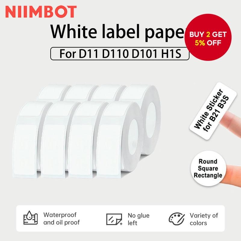Niimbot D11/D110/D101 (White Color)Thermal Label 12-15mm Name Sticker ...