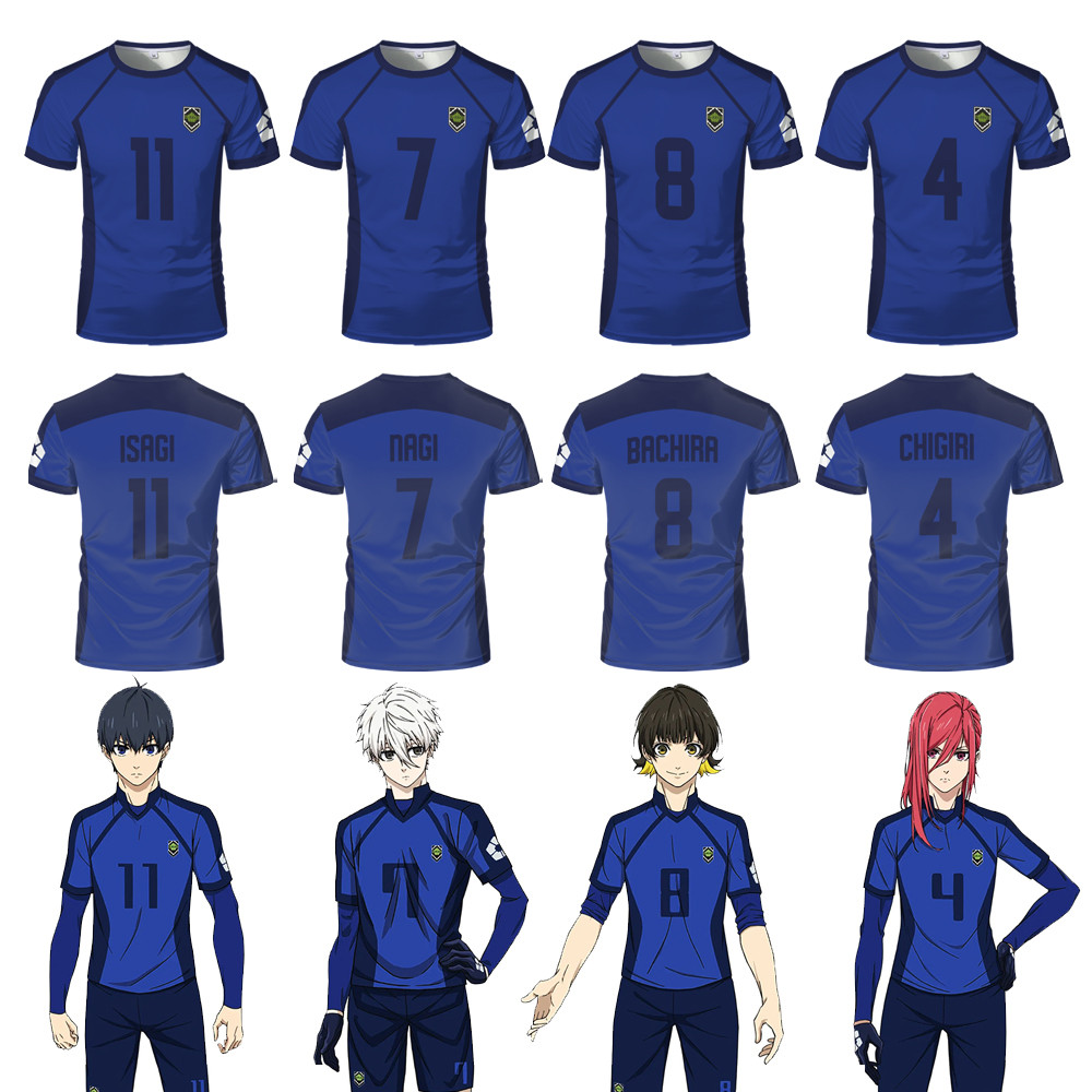 Anime Japanese Blue Lock Isagi Yoichi Football Jersey Kids T-shirt ...