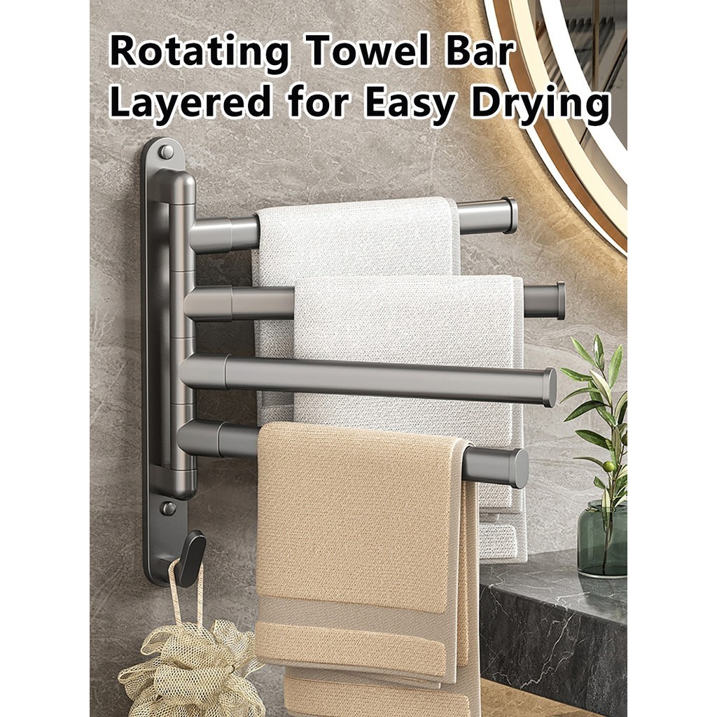 [SG Local Seller] Towel Rack Rotating Swing Arm bathroom Hanger Closet ...