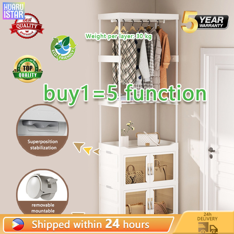 Storage Cabinet With Clothes Rack Cabinet With Shelf Foldable Cabinet ...