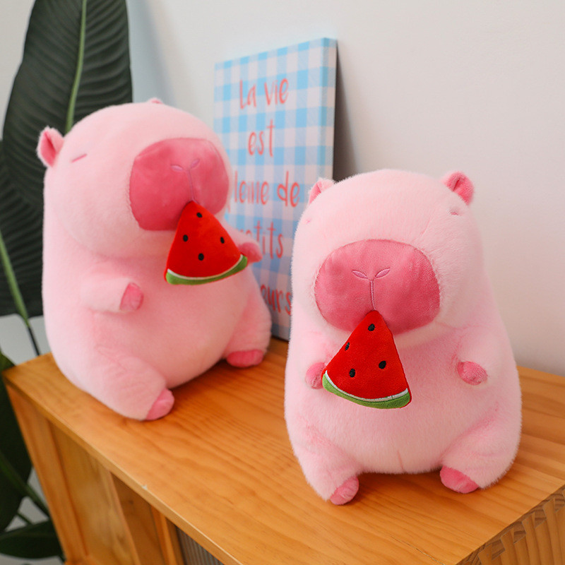 36547 Pink Stretch Shrink Watermelon Capibala Plush Toy Bed Decoration ...