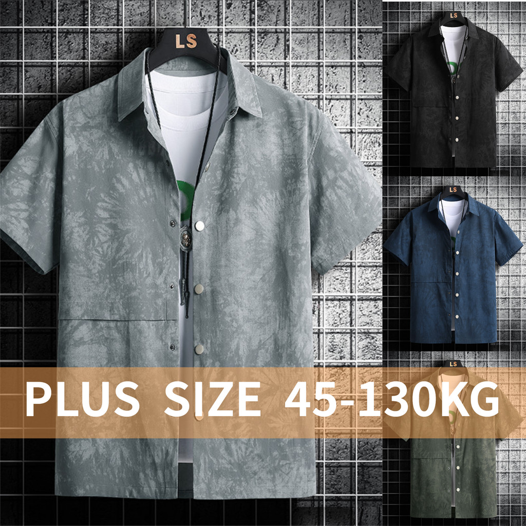 【Plus Size】8XL 7XL Cotton Linen Short-Sleeved Shirt Men Spring Oversize ...