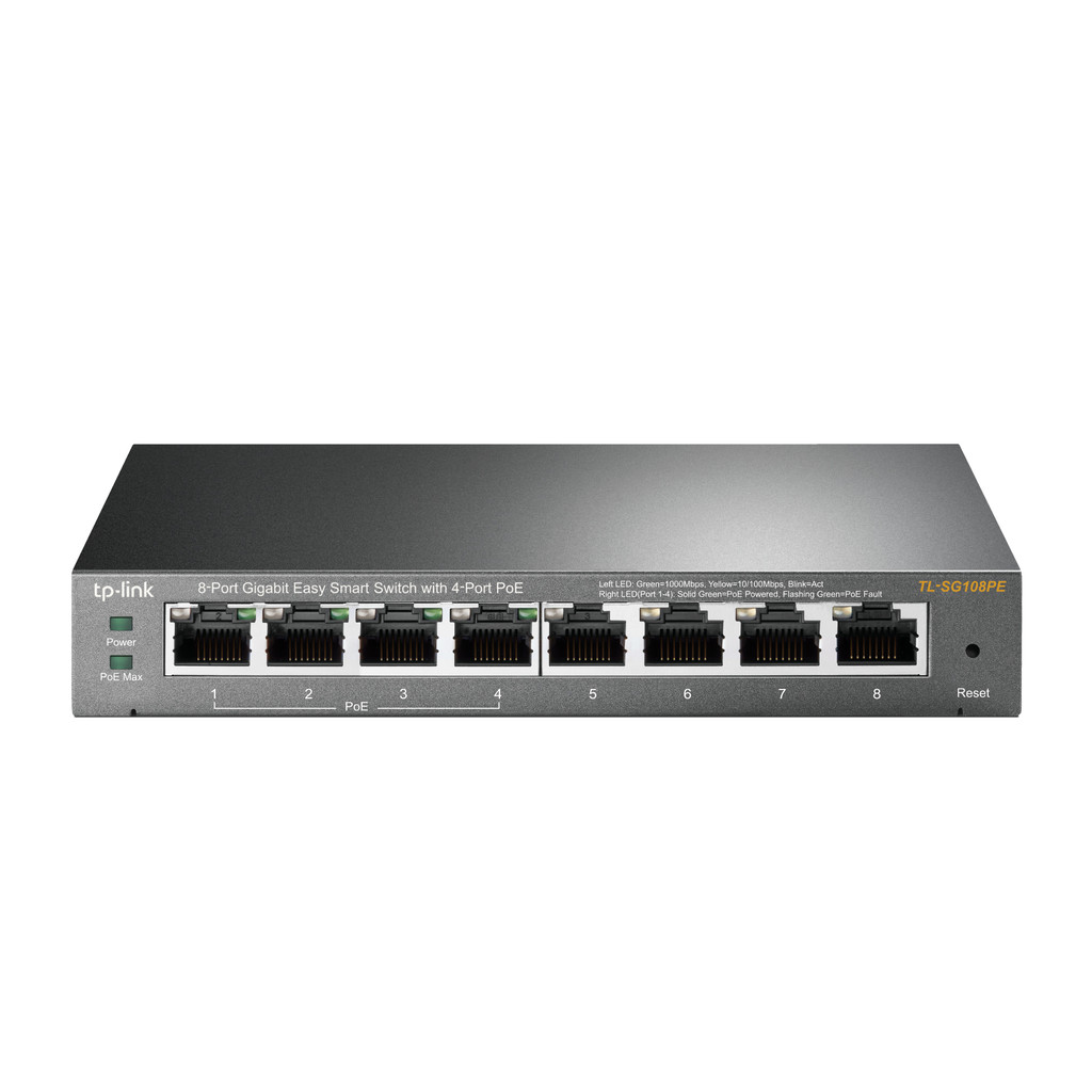 TP-Link TL-SG108PE 8-Port Gigabit Easy Smart Switch with 4-Port PoE (5Y ...