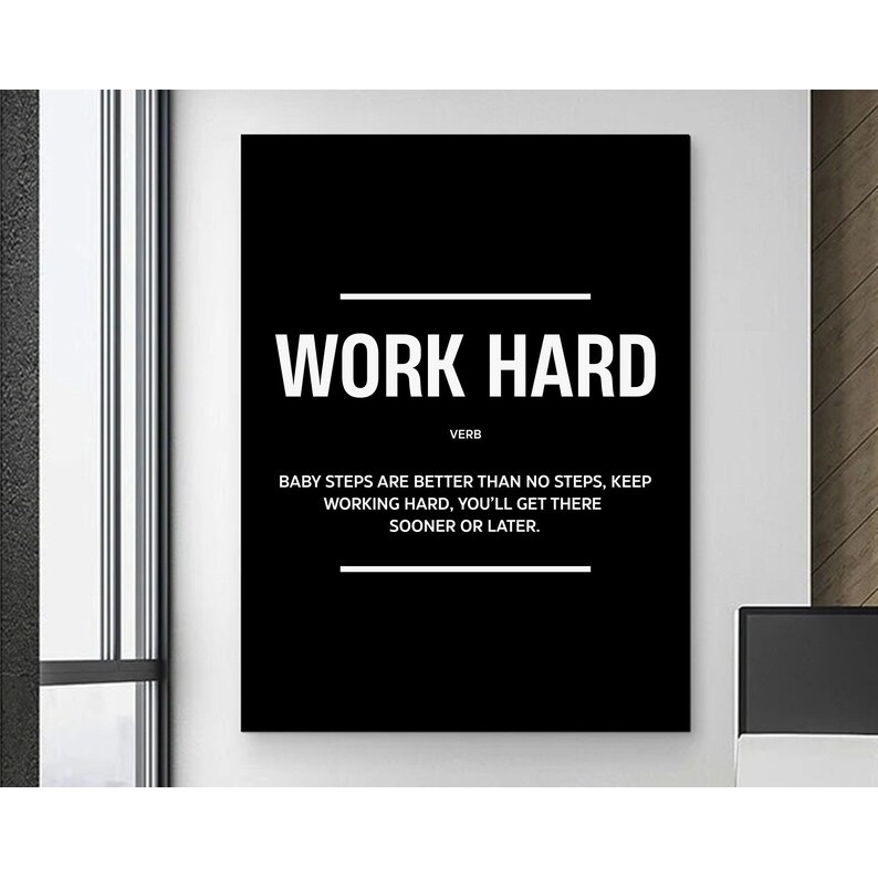 Work Hard Canvas Motivational Wall Art For Office Decor Hustle Harder ...