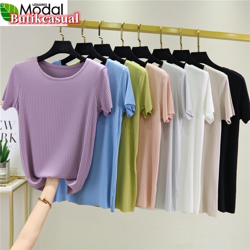 Ready Stock Women top Plus Plain Modal T-shirts short Sleeves t shirt ...