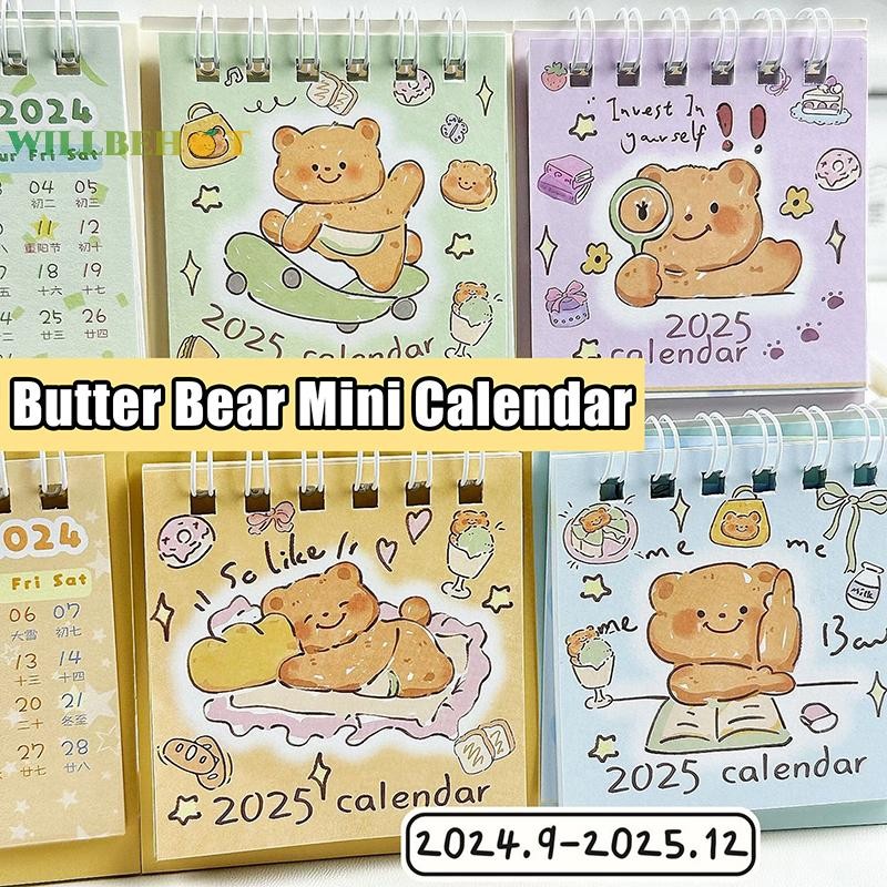 [WillbehotS] Mini Butter Bear Desktop Paper Calendar Cartoon Simple ...