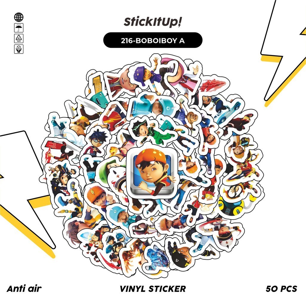50 Pcs Sticker Pack Graffiti Motif Cartoon Boboiboy Cute Aesthetic ...