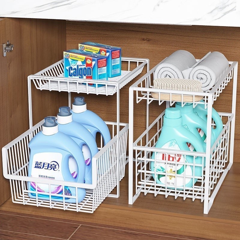 Kitchen Pull-out Storage Rack Bathroom Sink Built-in Storage Rack ...