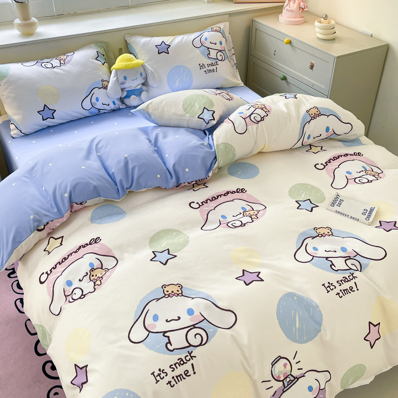 (20 Color) Cinnamoroll Bed Sheet Set with Quilt Cover and Pillowcase ...