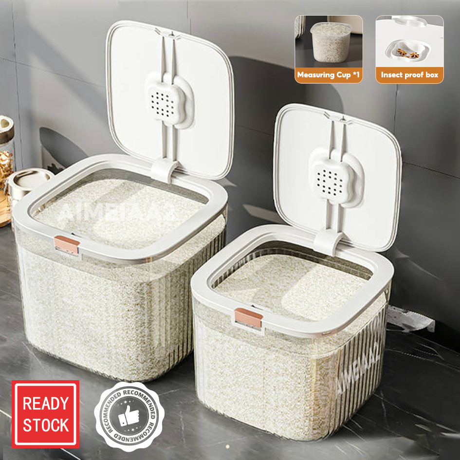 💯SG Ready Stock Rice Storage Box Grain Container Household Cereal Rice ...