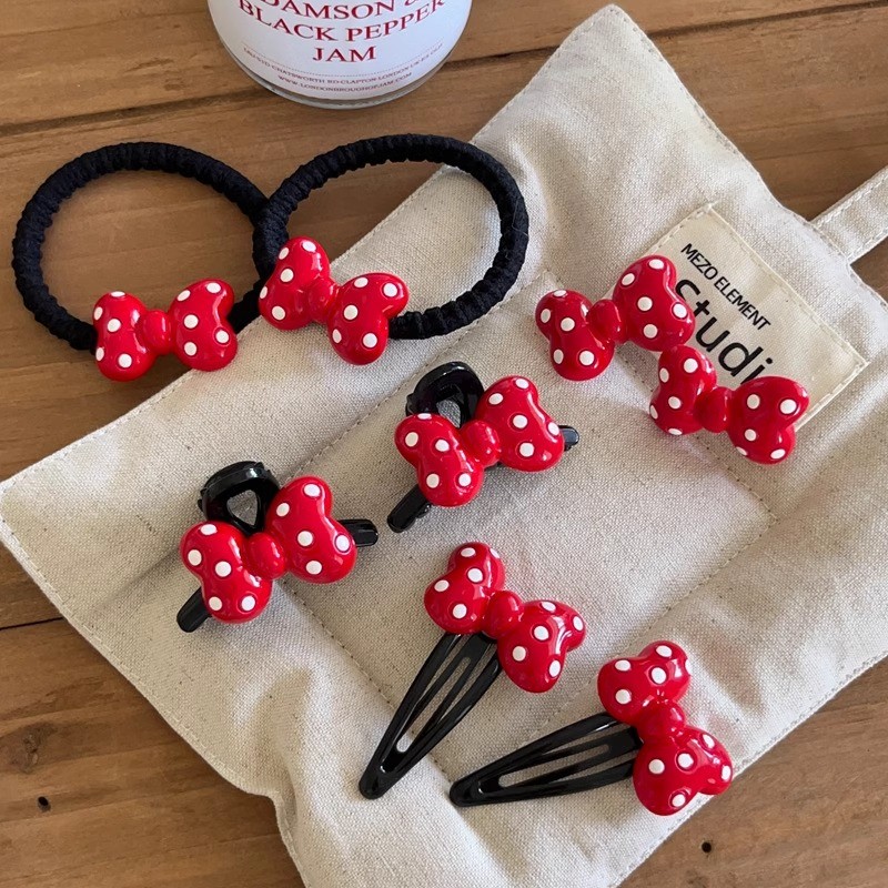 Children Kids Red Spot Bowknot Hairpin Side Clip Bangs Hairclips Hair ...