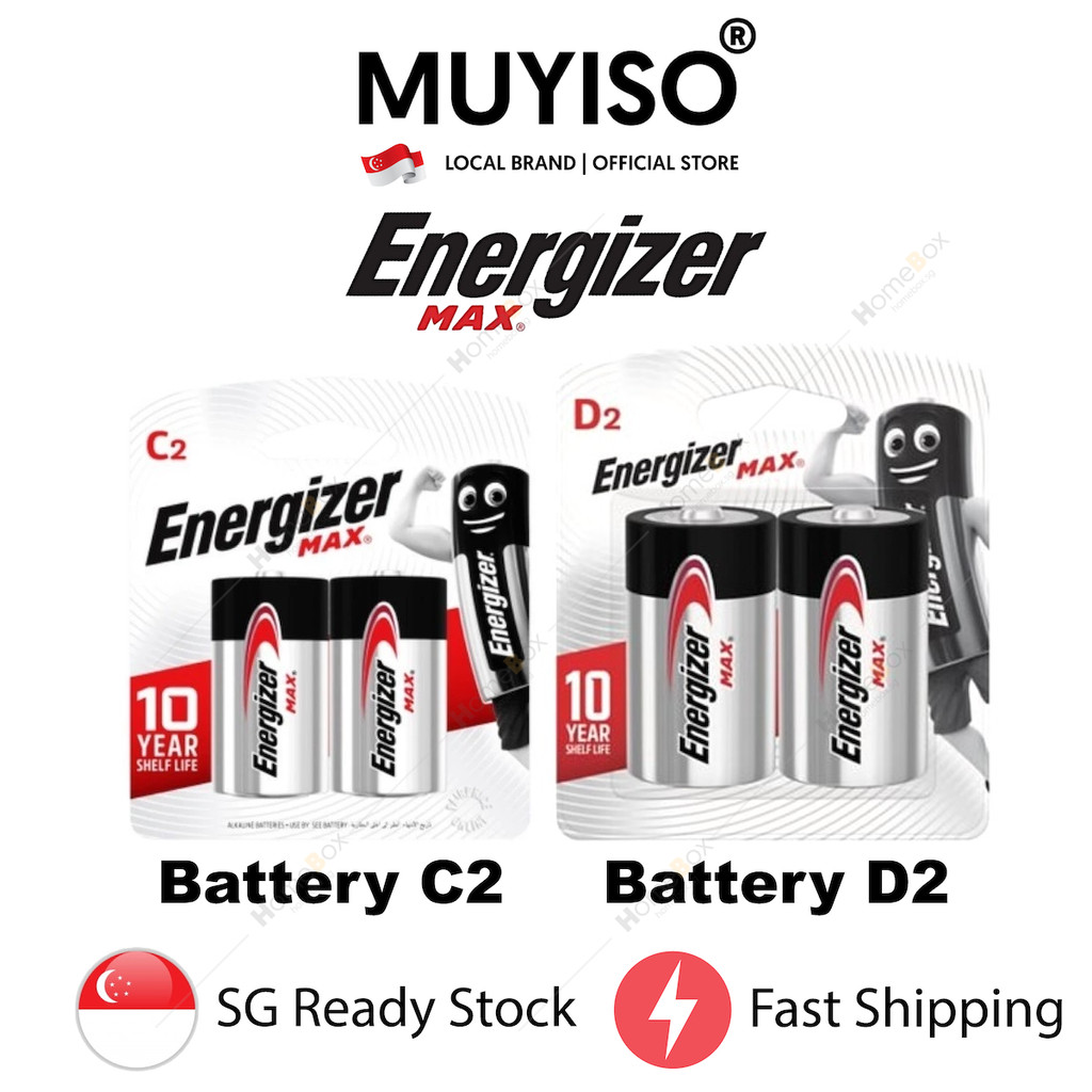 🪫 ENERGIZER 🇸🇬 MAX C Size D Size BATTERY ( 2pcs in a card) | Alkaline ...