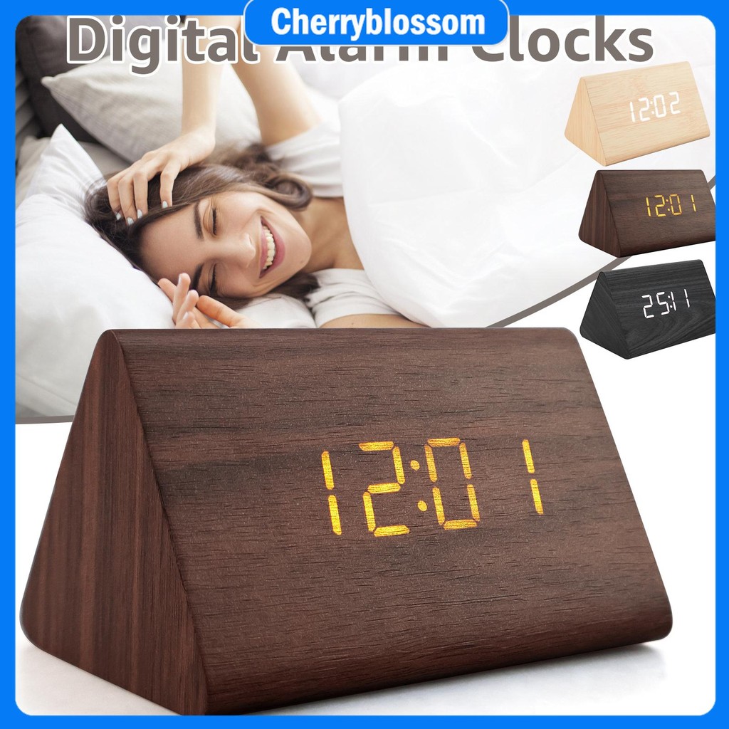 Digital Alarm Clocks with LED Display Battery and USB Powered Triangle Alarm Clocks with ...