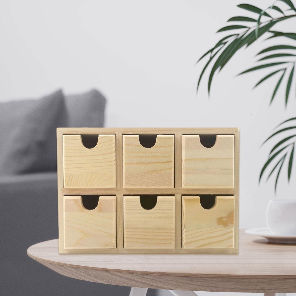 [Homyl478] Small Drawer Storage Box Craft Wooden Desktop Organizer for ...