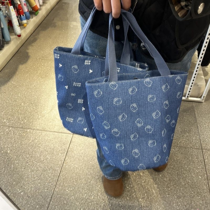 [lightoverflow] Cute Sanrio Hello Kitty Denim Tote Shoulder Bag Handbag Girly KT Cat Large ...