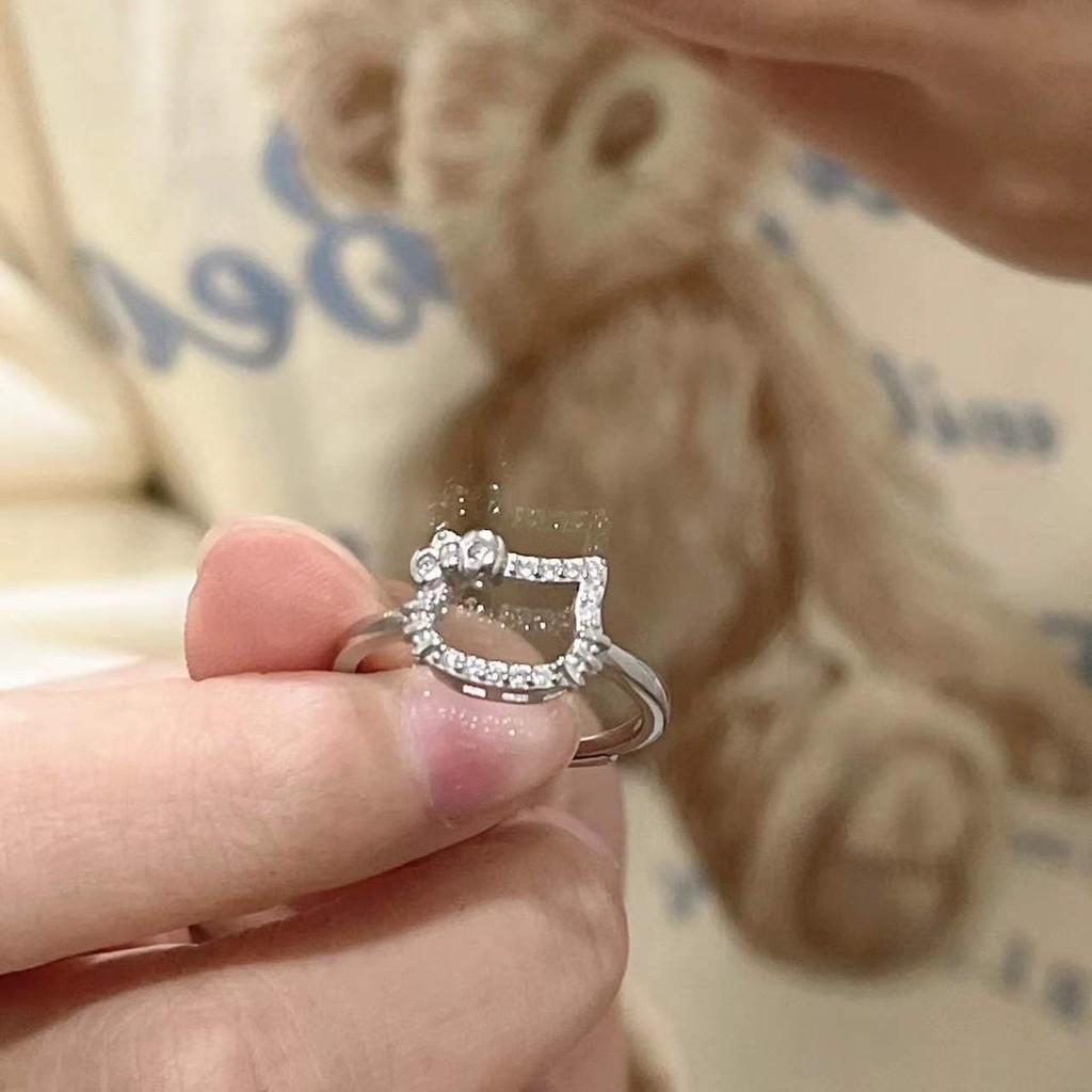 MY Cincin Cute Sweet KT Cat Anime Cartoon Ring Girl Style Soft Pinky ...