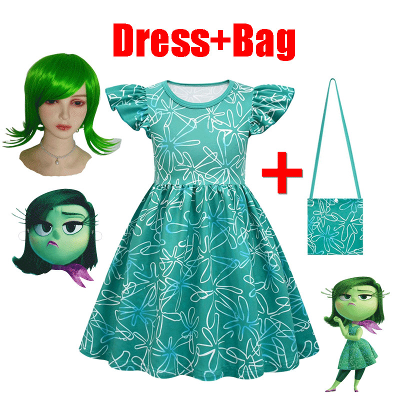 Inside Out 2 Costume for Kid Girl Halloween Cosplay Disgust Inside Out ...