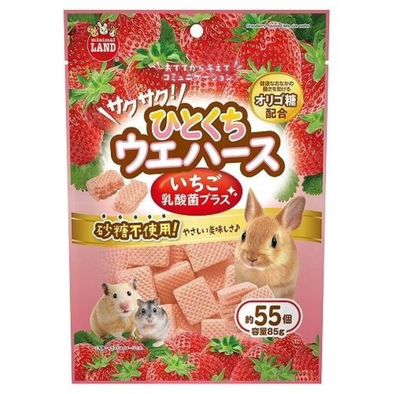 Marukan Strawberry Bite-Sized Wafer With Lab For Small Animals 85g ...