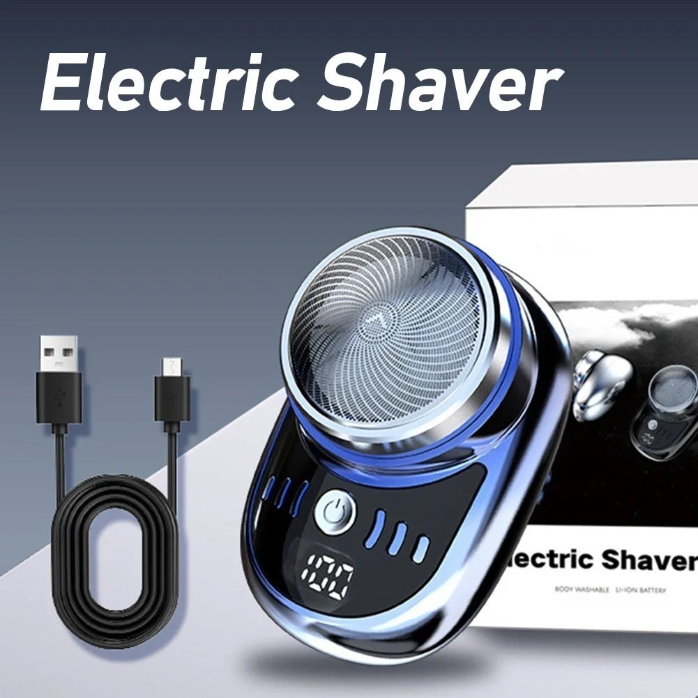 Men Mini Electric Shaver Face Beard Trimmer USB Charging with Digital ...