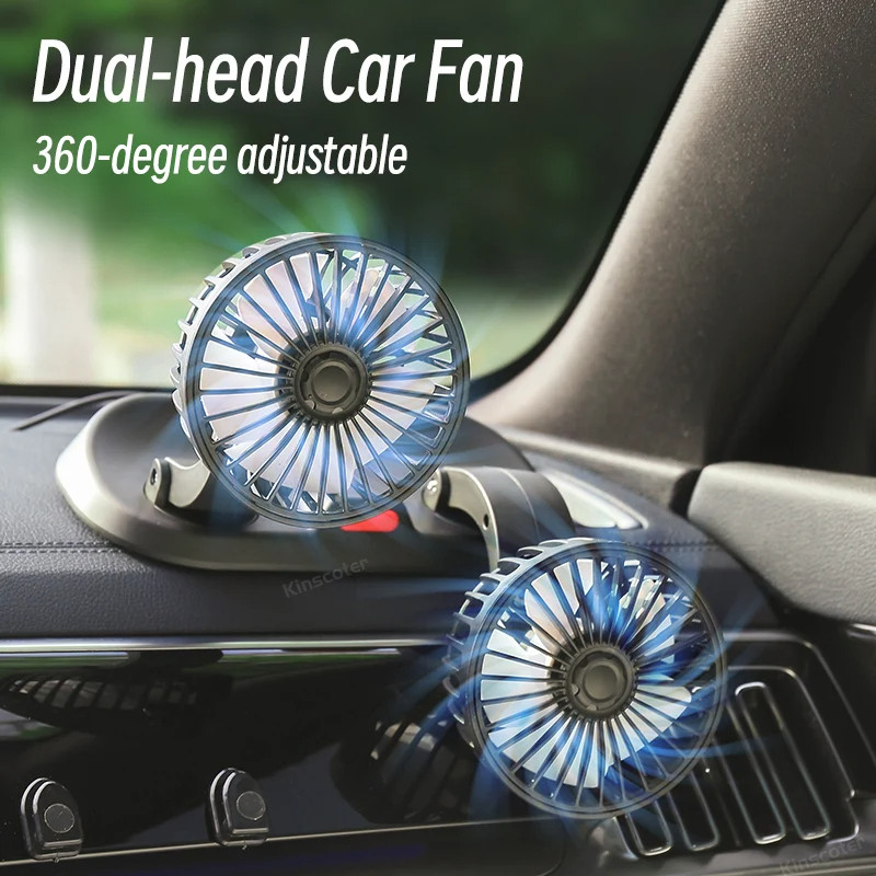 Car Strong Dual Fan Air Conditioning Double Booster Cooler 360° Desktop ...