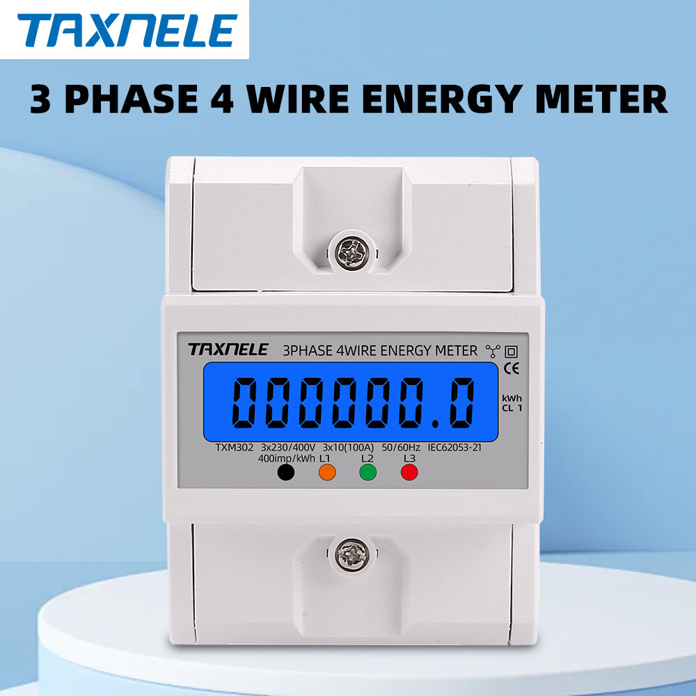 Din Rail 3 Phase 4 Wire Energy Meter 380V 100A 50HZ 60HZ Electronic ...