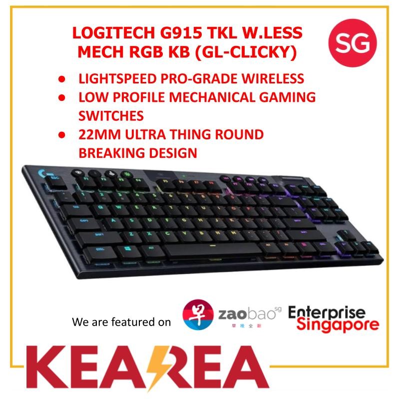 Logitech G915 TKL Black Tenkeyless LIGHTSPEED Wireless RGB Mechanical ...