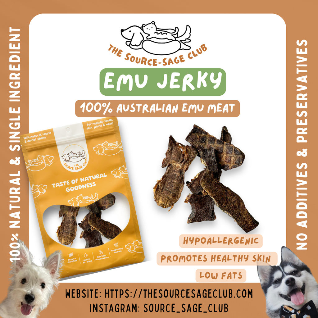 Air Dried Australian Emu Jerky (single ingredient dog treats, dog ...
