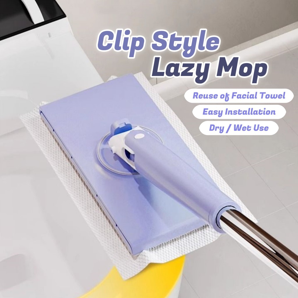 (Clip Style) Lazy Mop Rotatable Dust Removing Mop Detachable Paper ...