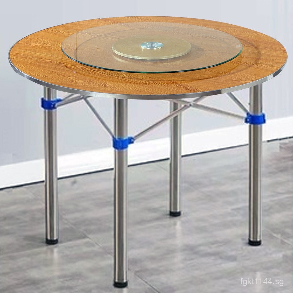 Stainless Steel Turntable Legs Folding Household Round Dining Table ...
