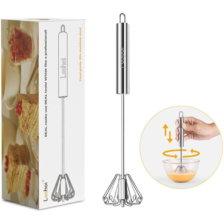 Upgraded Stainless Steel Semi-Automatic Whisk Easy to Use Whizzy Whisk ...