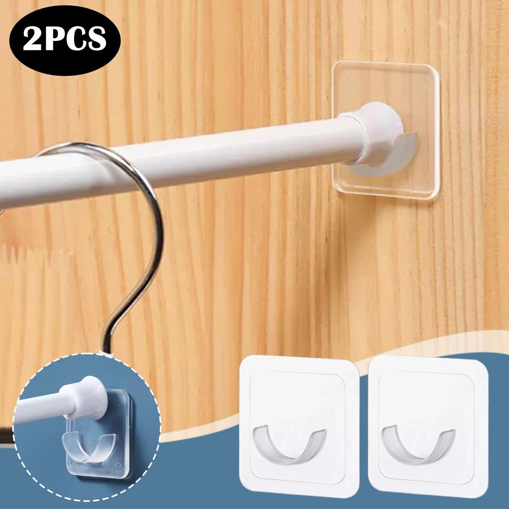 Shower Curtain Rod Mount Holder Hook Wall Adhesive Retainer Stick ...