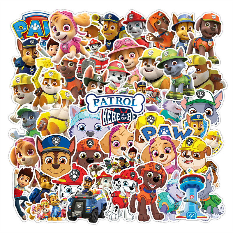 50PCS Paw Patrol Stickers - Cartoon Style for Notebook, Scrapbook ...