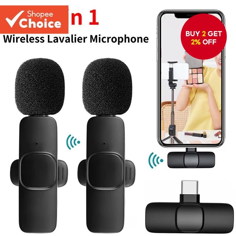 K9 2in1 Lapel Wireless Microphone Noise Cancelling Mini Mic for IOS ...