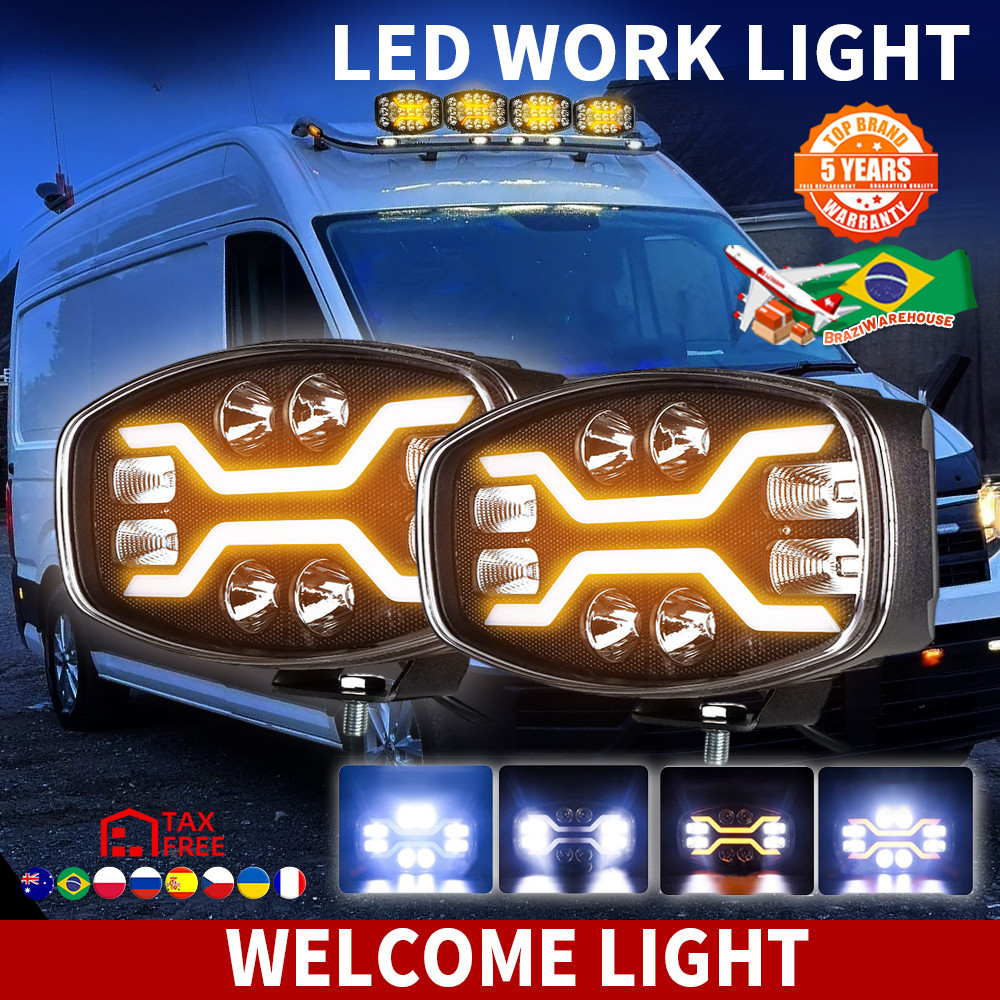 10 Inch Truck Lorry Jumbo Spotlight Combo Beam White Full LED 3000K DRL ...