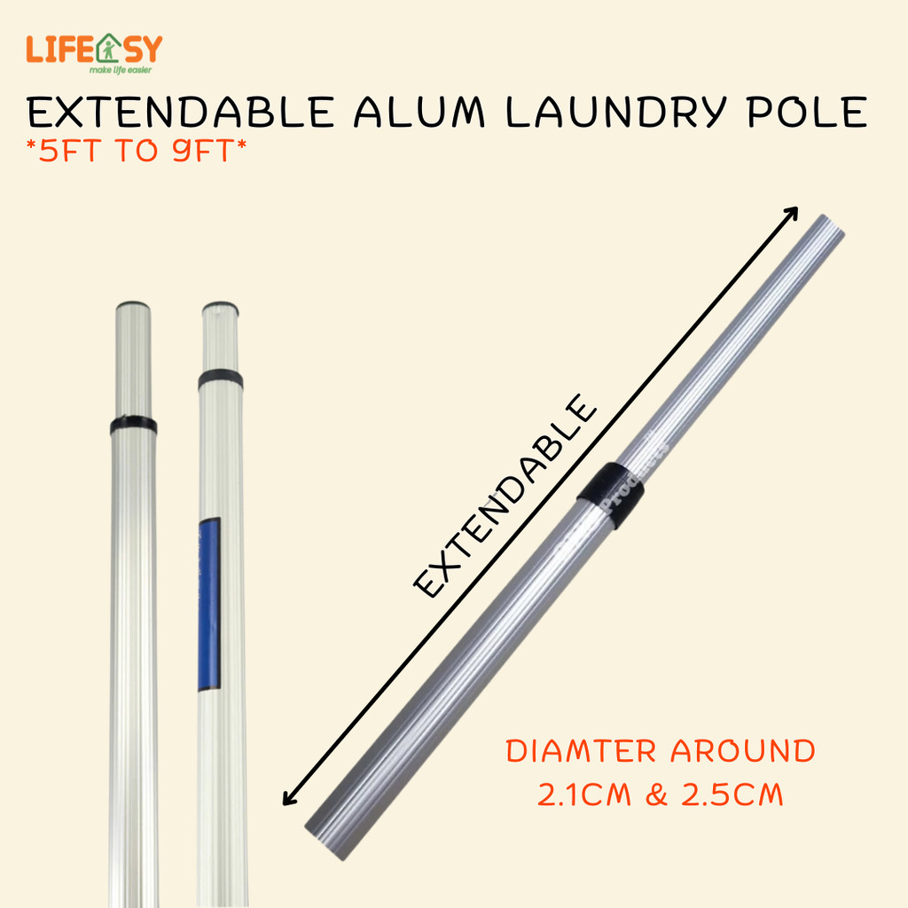 Extendable Aluminium Laundry Pole Adjustable Drying Rack Flexible ...
