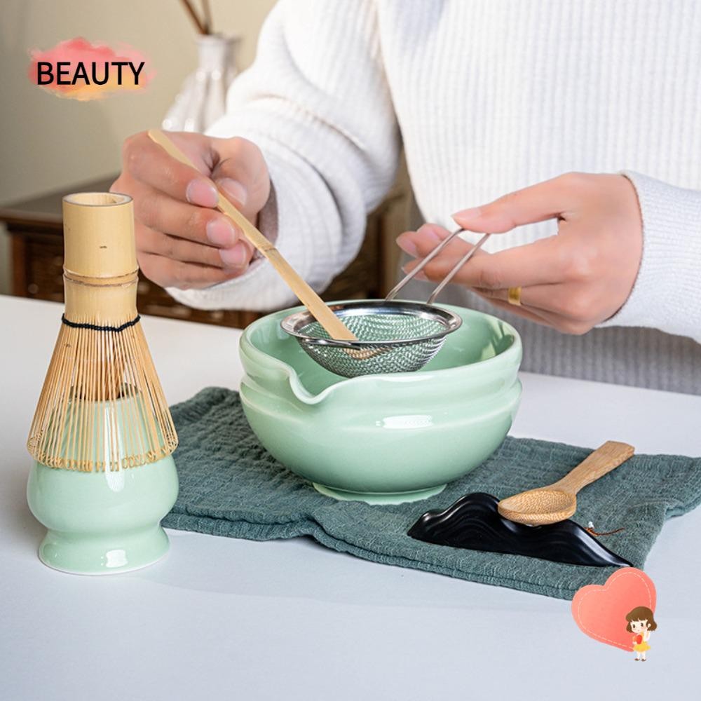 BEAUTY Matcha Whisk Holder, Gradient Color with Pouring Spout Matcha ...