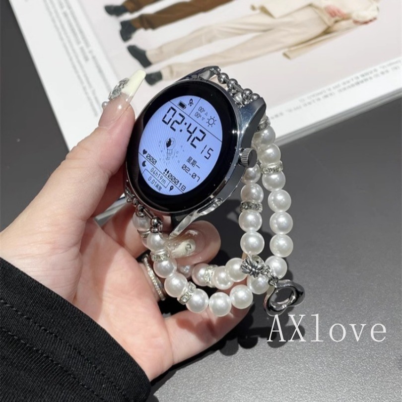 20MM 22MM Luxury Double row Pearl Strap for Samsung Galaxy Watch 7 6 3 ...