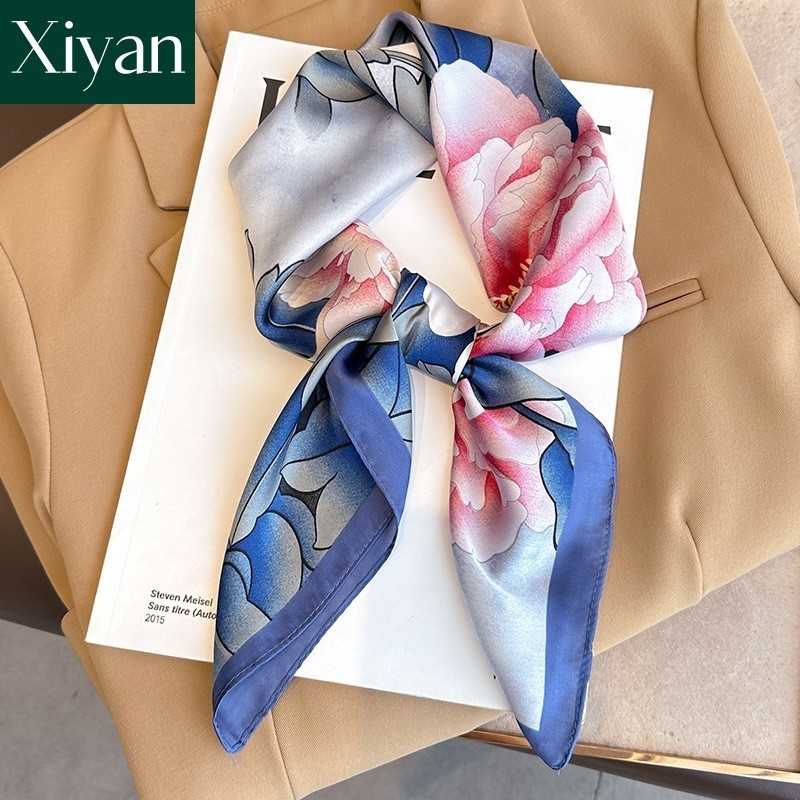 【ready stock】new fashion women printed shawl square silk scarf 70*70cm ...