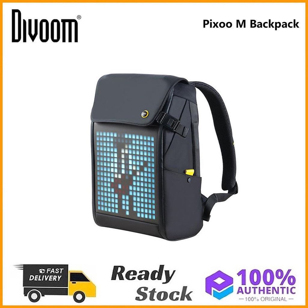 Original Divoom Pixoo M Backpack Customisable Pixel Art Multi Compartments Design Features ...