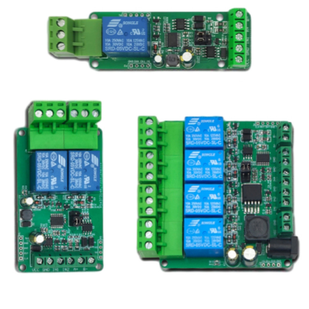 DC7-24V Modbus RTU 1/2/4 Channel Relay Module Supports RS485/TTL UART Communication Interfaces ...