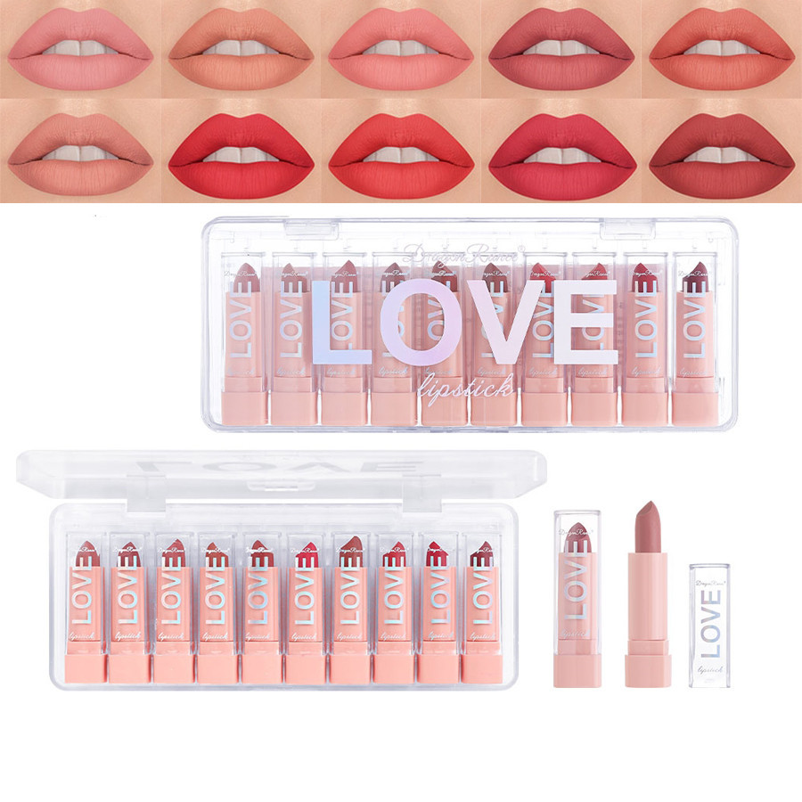 Matte Lipstick 10 Pieces Skin Tone Mini Lipstick Gift Box Set Matte ...