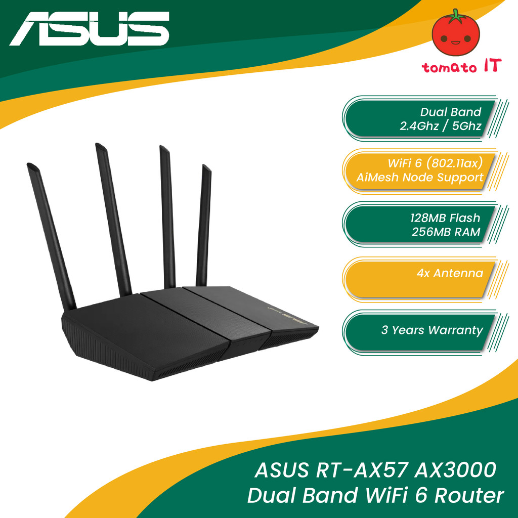 ASUS RT-AX57 AX3000 Dual Band WiFi 6 Router | Shopee Singapore