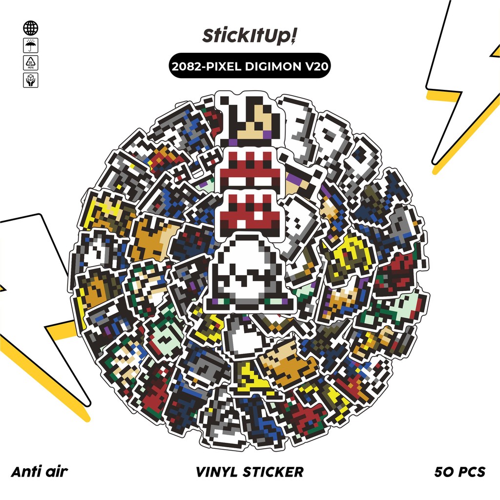 HP 50 Pcs Sticker Pack DIGIMON V20 Cute Aesthetic Vinyl Waterproof for ...