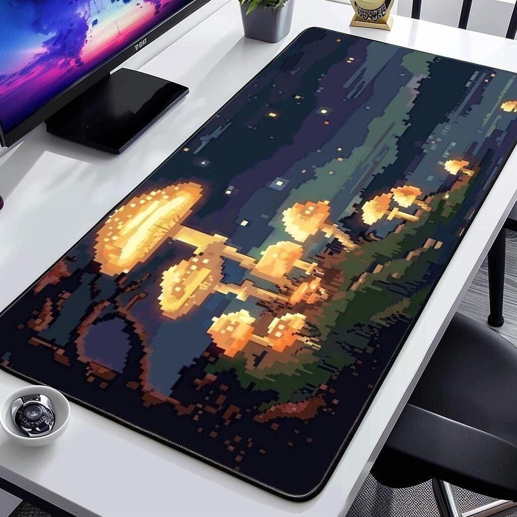 Pixel Art Cottagecore Desk Mat, Cute Mushrrom Mouse Pad, Gaming Desk ...